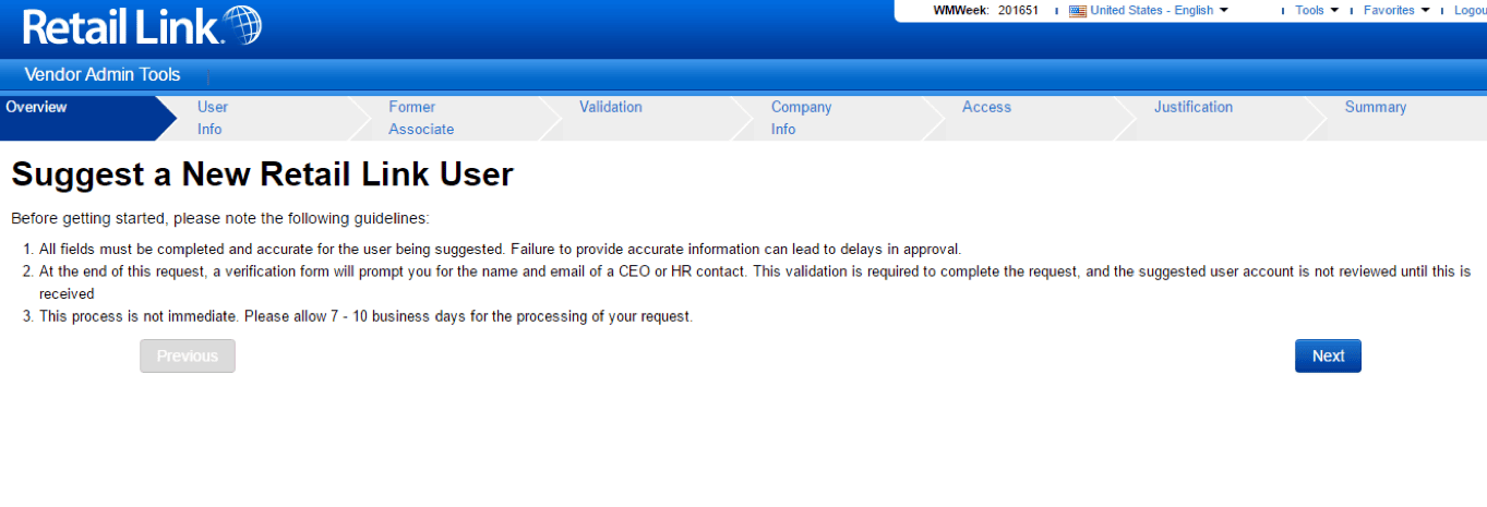How to Create a New Retail Link User ID