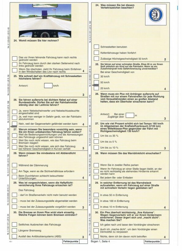 Testbogen | Lernmaterial PKW Führerschein & Motorradführerschein
