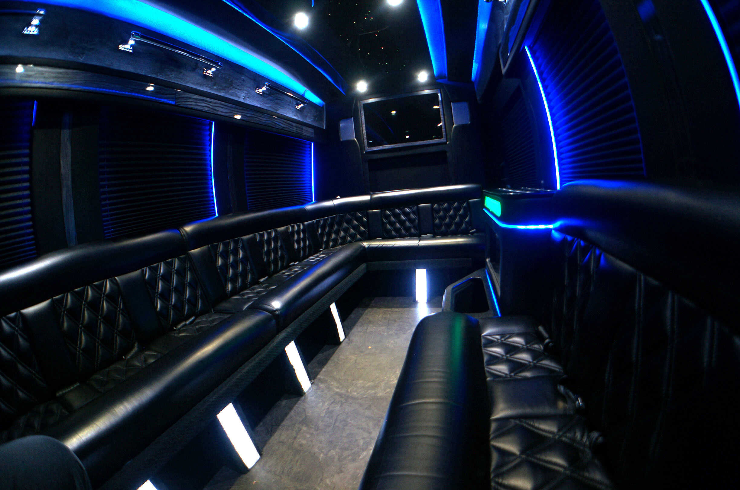 Party Bus with Plush Lounge Seating for 12 Guests