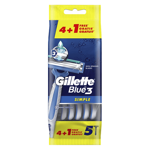 Gillette Blue 3 Simple Disposable Razor 4+1pcs - Supersavings