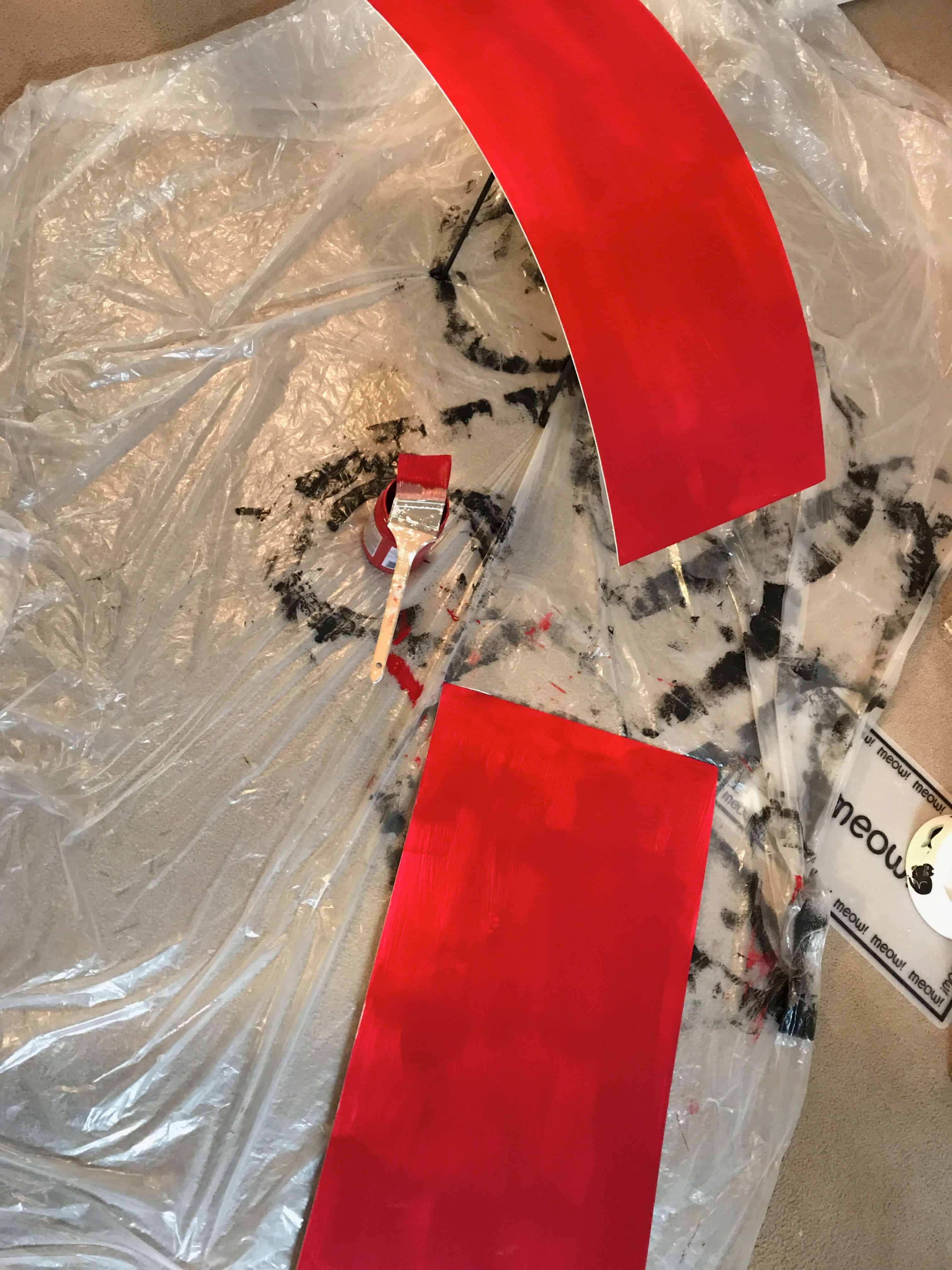 DIY RED BOOKCASE BACKGROUND - The Striped House