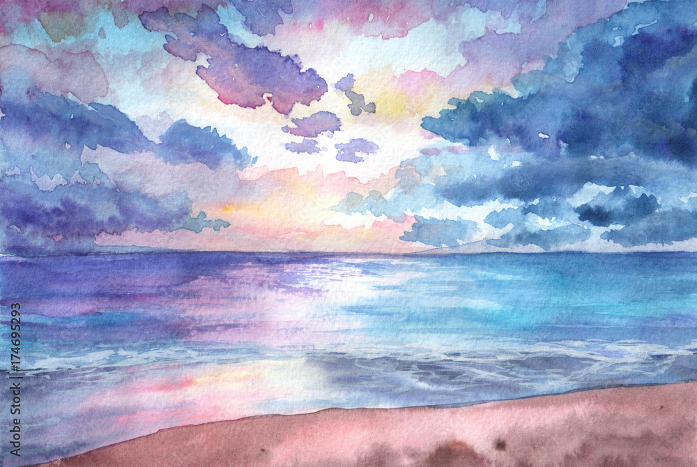 Easy Watercolor Sunset Painting Tutorials and Ideas - Clementine Creative
