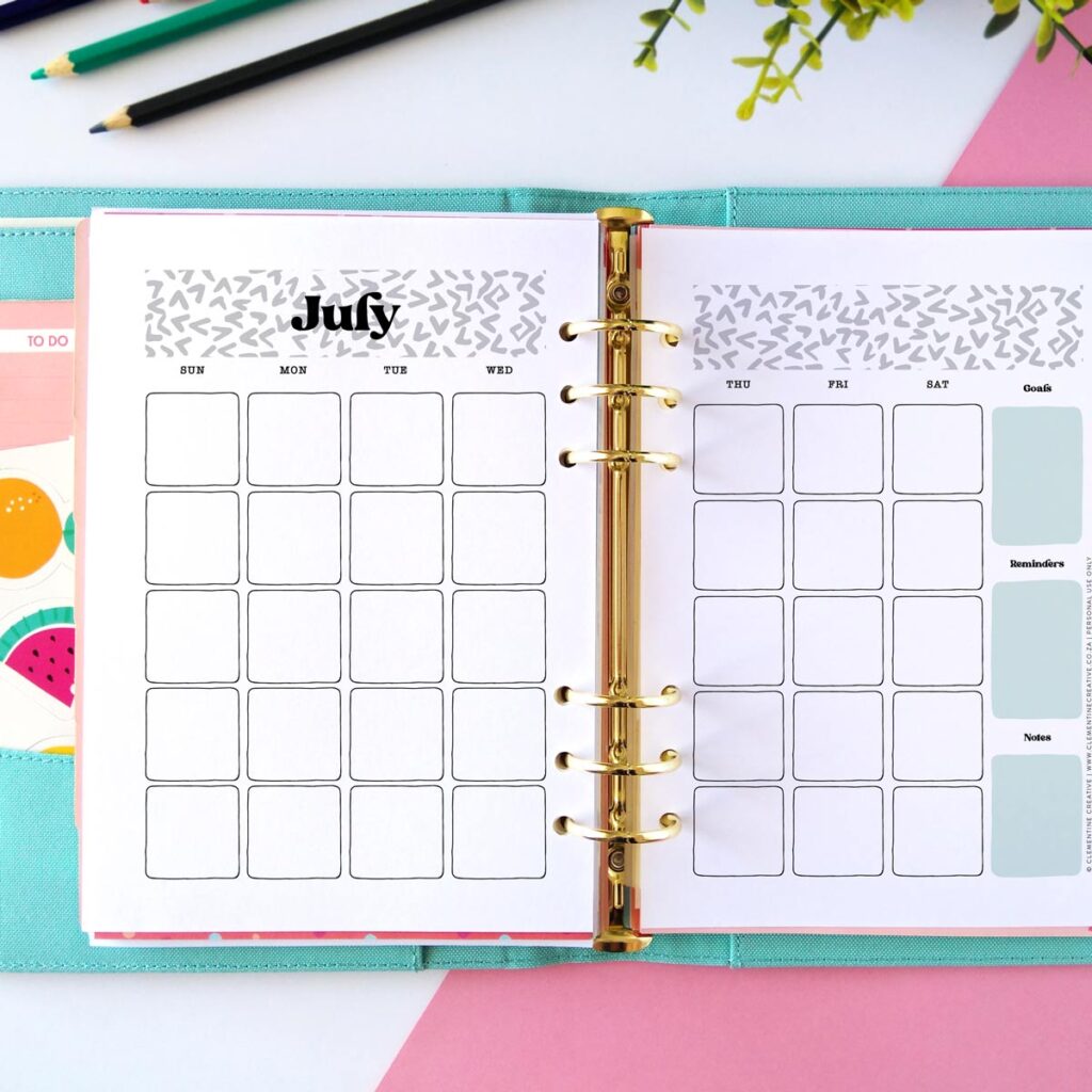 Bullet Journal Monthly Calendar Templates (Free Printable PDF ...