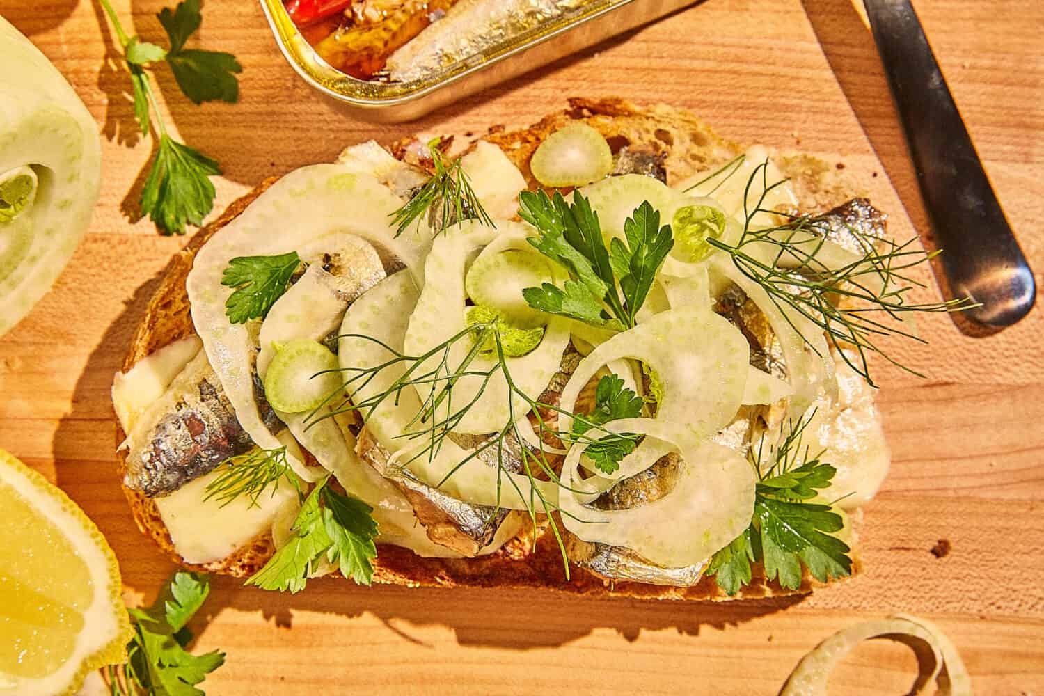 Sardine Toast with Cultured Butter and Fennel
