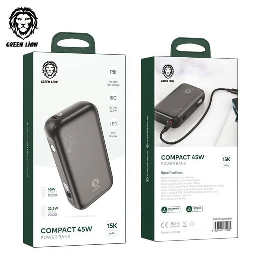 Green Lion Compact Power Bank 15000mAh PD 45W - Startech Store