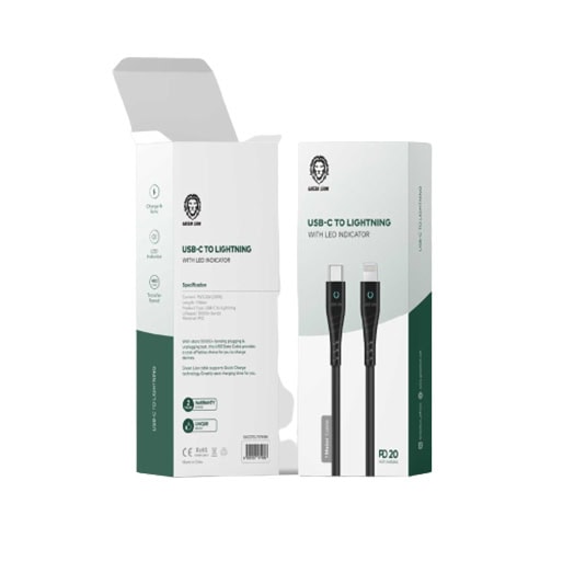 Green Lion PVC USB-C to Lightning Cable with LED Indicator 1M PD 20W ...