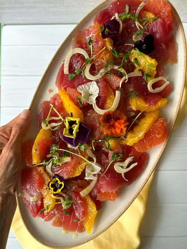 Tuna Crudo with Citrus and Rose' Wine Vinegar | Italian Kitchen Confessions