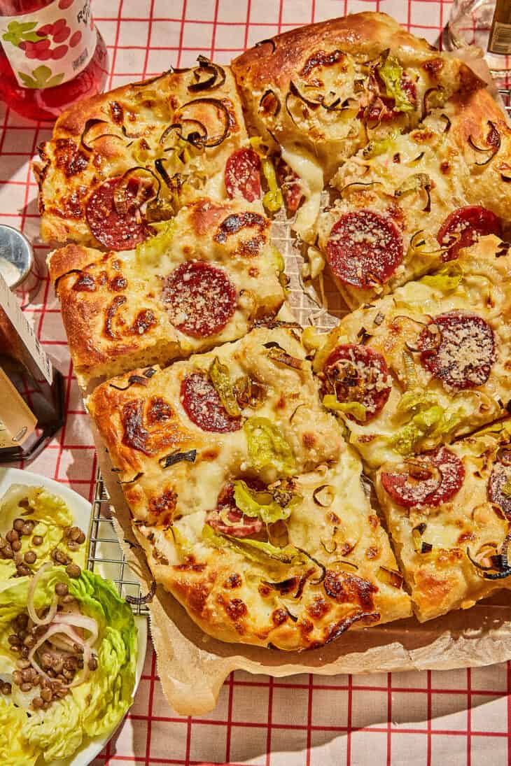 Pepperoncini Pan Pizza with Pepperoncini and Salami