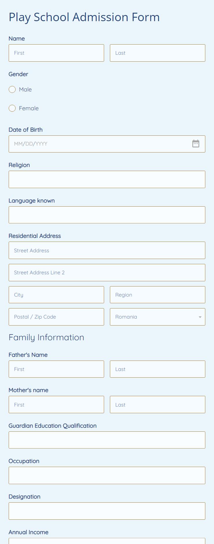 Free Pre-school Forms for Kindergarten and Daycares
