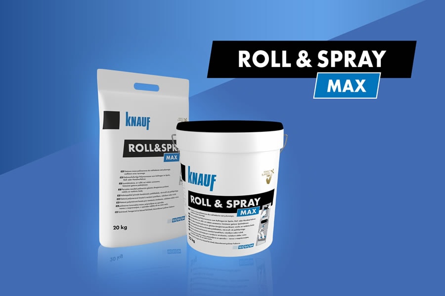 KNAUF Roll & Spray kész glett - Prowallz. Anyagszükséglet: 1,3 kg/mm/m2.