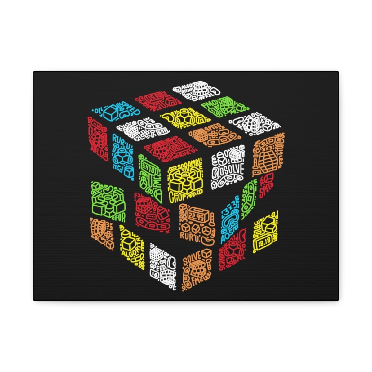Rubik's Cube Art - Doodle Cube - Canvas Gallery Wrap - Cool Cube Merch