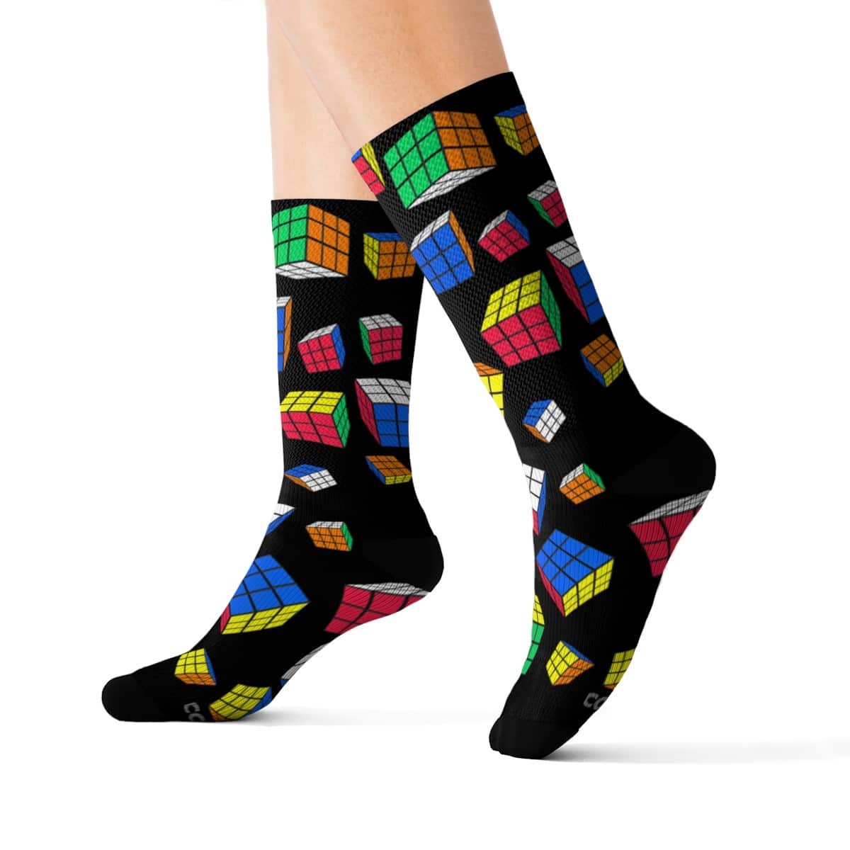 All Over Cubes - Rubik's Cube Socks Black (Adult) - Cool Cube Merch