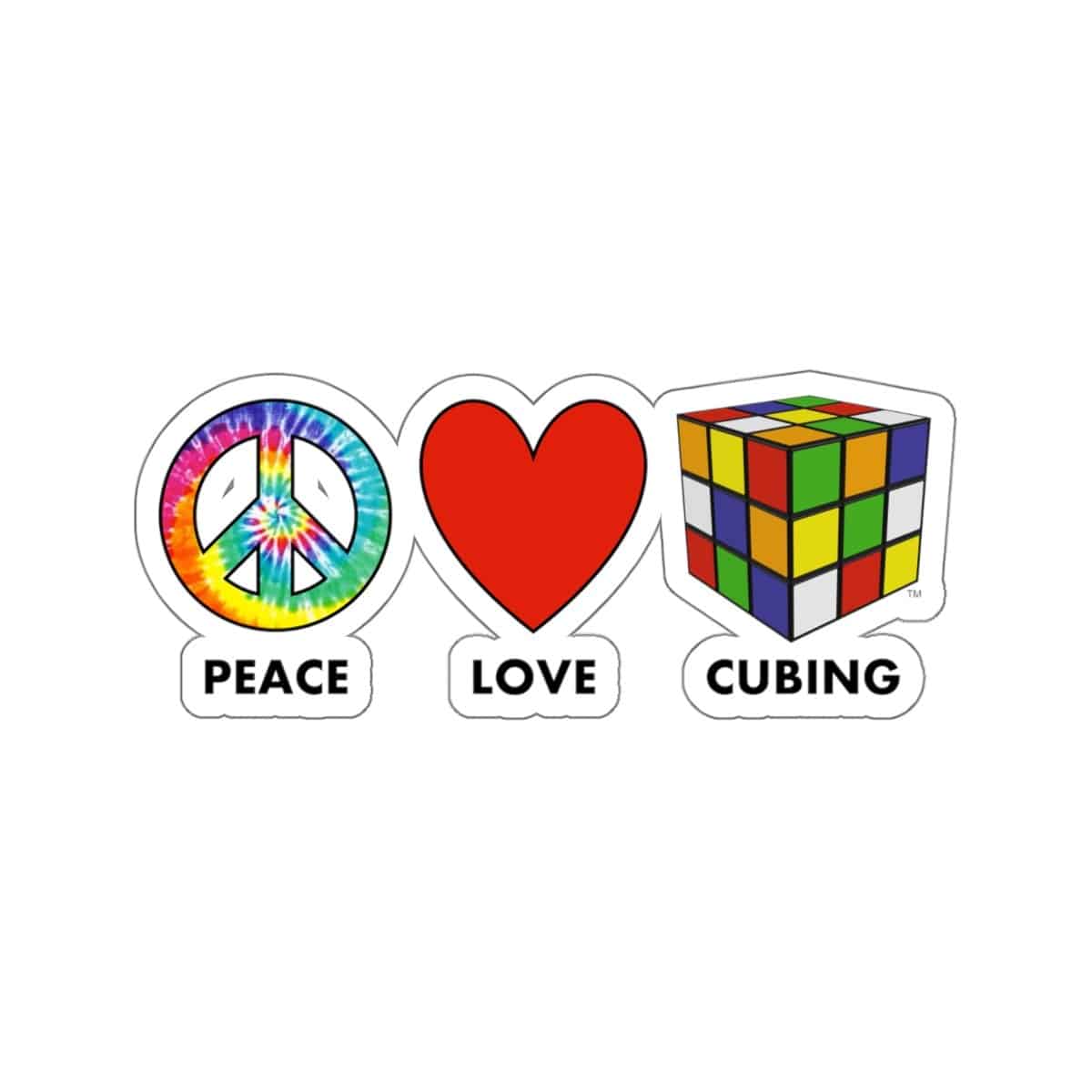 Peace Love Cubing Rubik's Cube Sticker - Cool Cube Merch