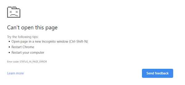 Fix STATUS_IN_PAGE_ERROR Issue on Google Chrome