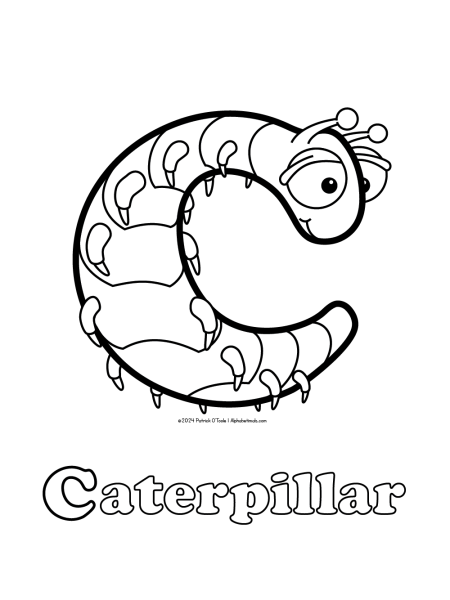 c is for caterpillar coloring pages