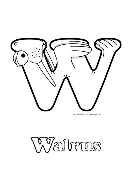 Letter W Coloring English For Kids Step By Step: Letter W Worksheets,