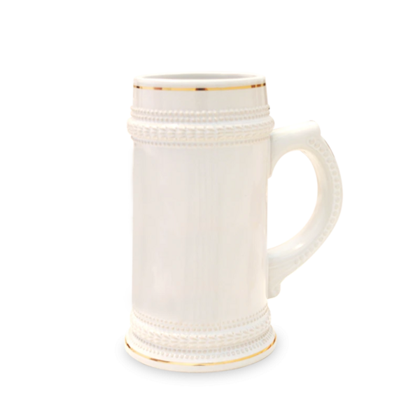 Boccale Birra in Ceramica con Riga Oro