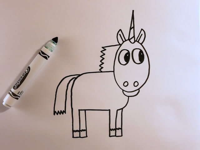 how to draw a big unicorn horn