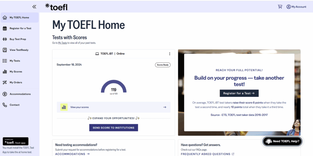 TOEFL User Account Updated! | Test Resources