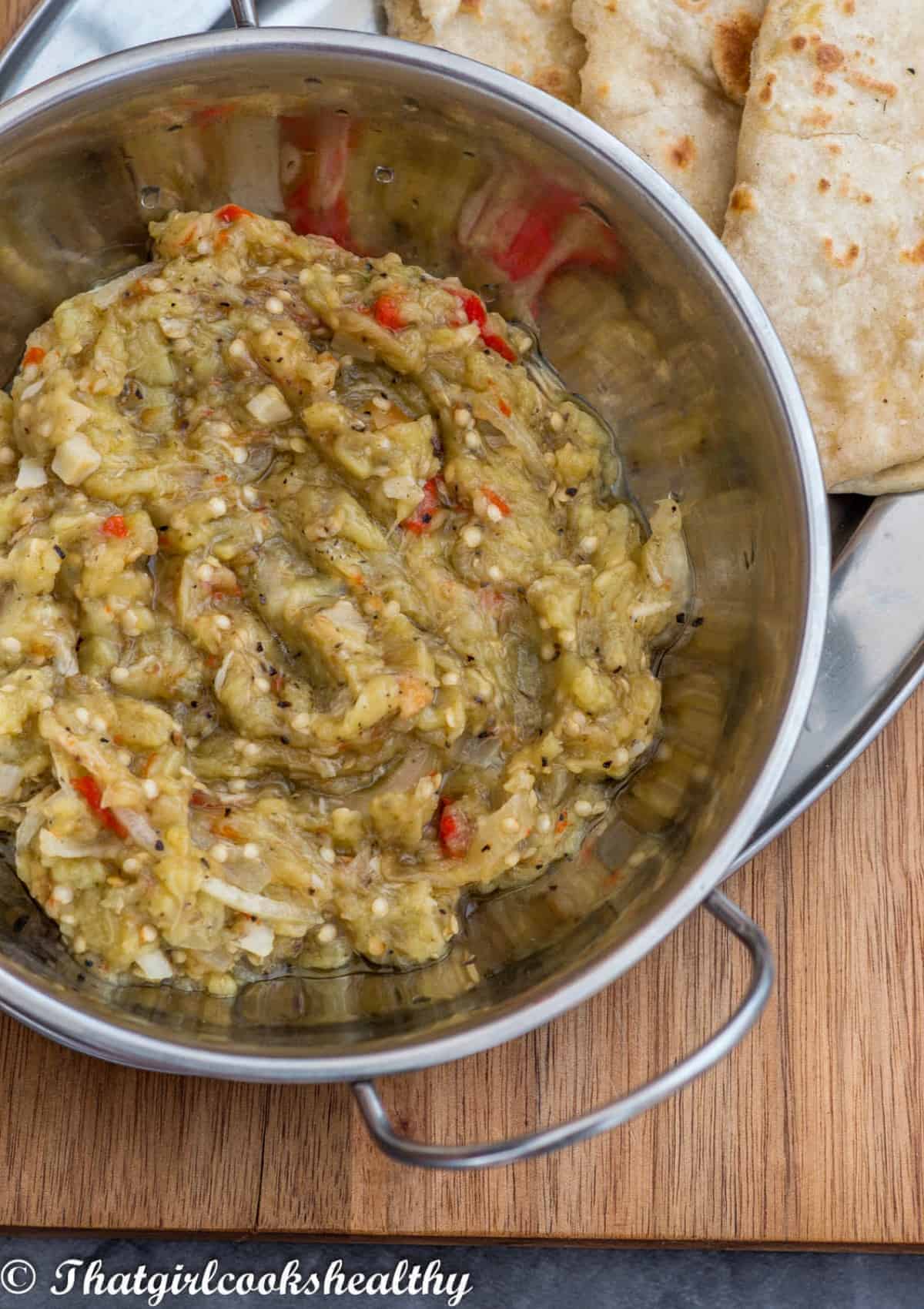 Baigan Choka (Roasted Eggplant Dip) - That Girl Cooks Healthy