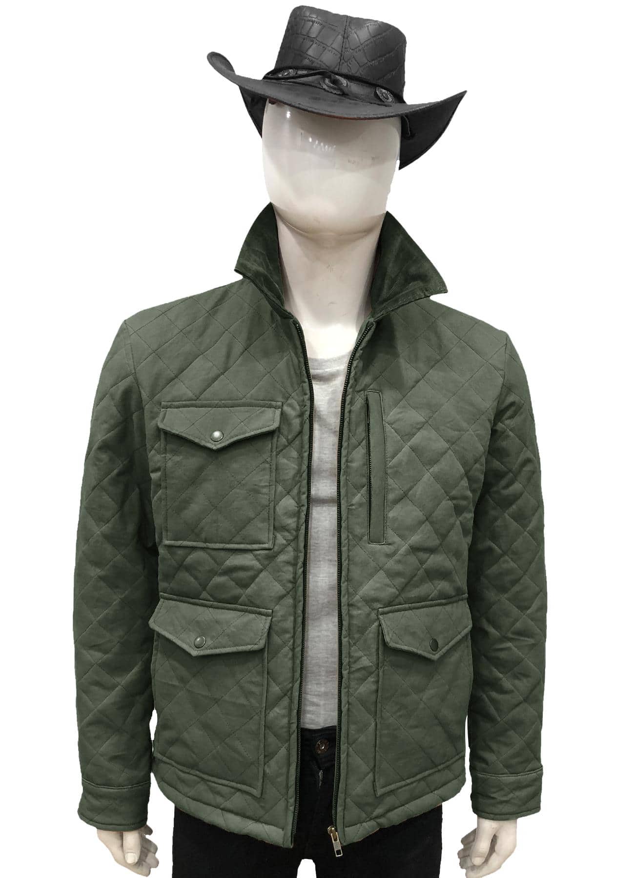 John Dutton Green Quilted Jacket Yellowstone SO4