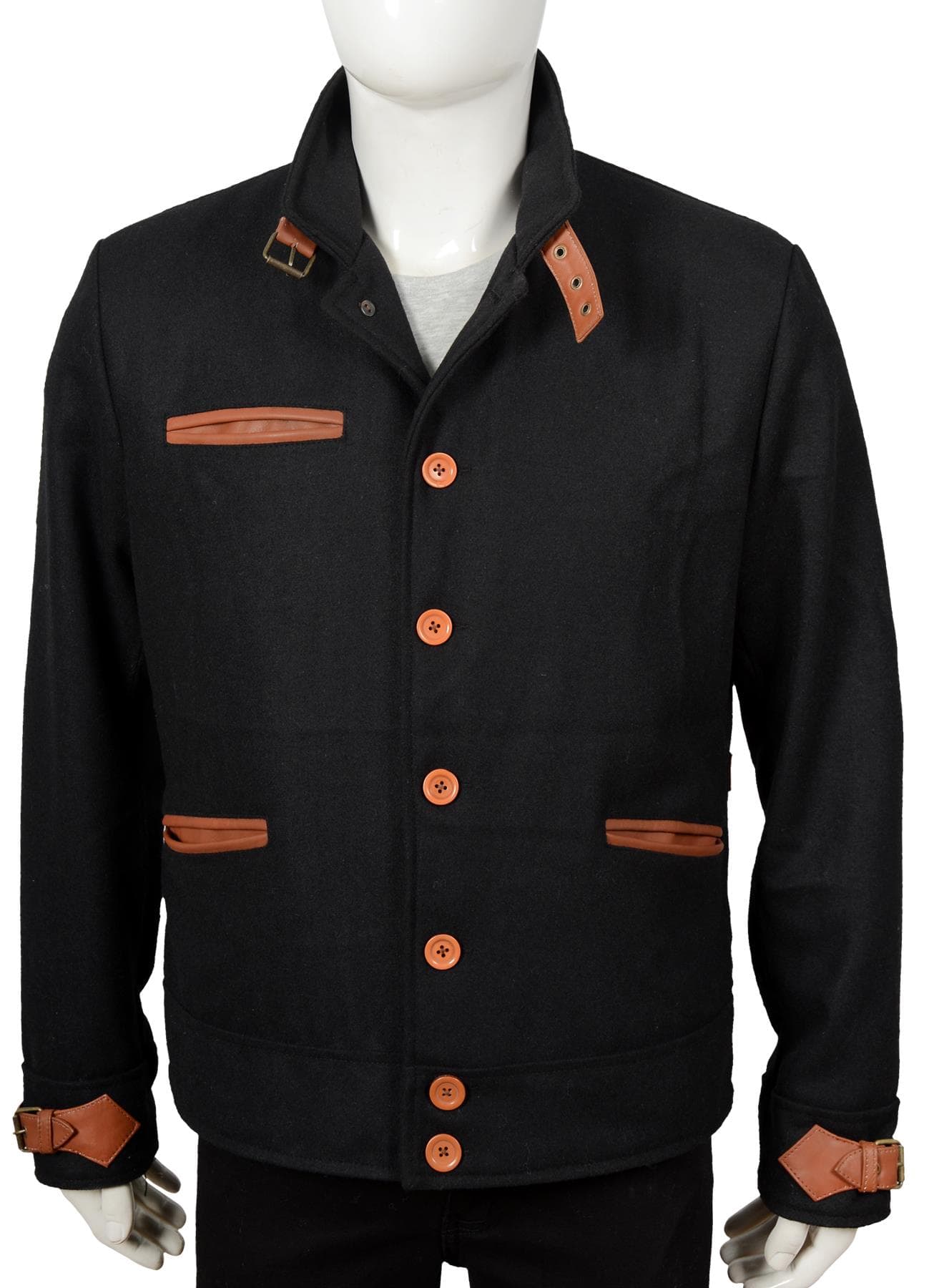 Denim Richards Colby Wool With Leather Contrast Jacket