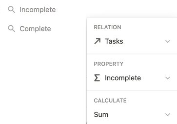 Project Tasks Progress Display - Notion Things