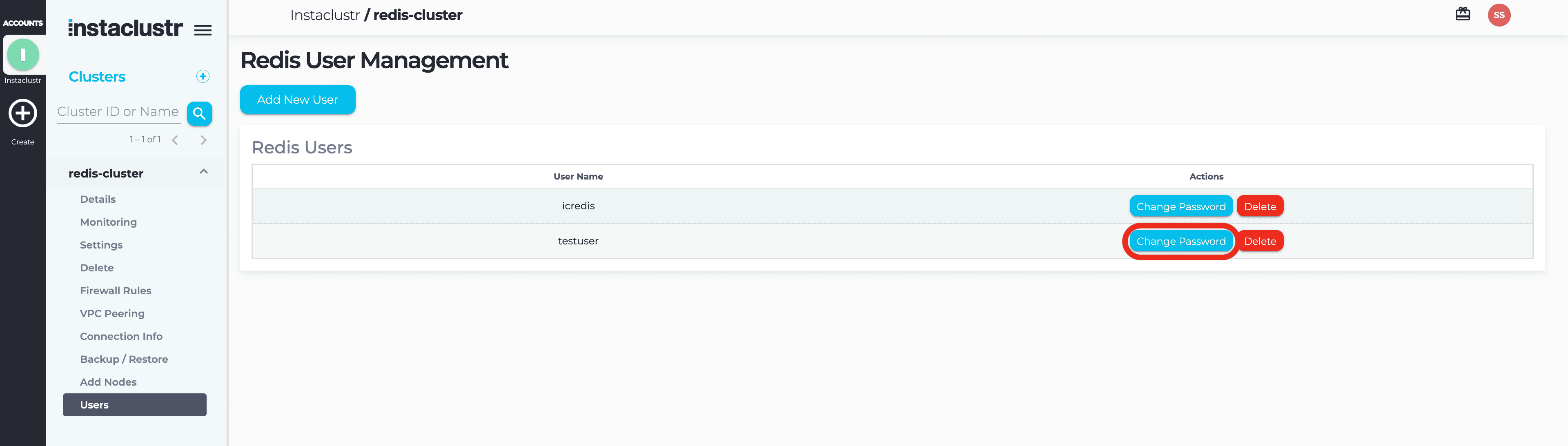 Redis User Management Instaclustr
