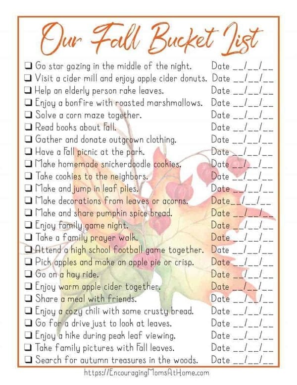 Fall Bucket List for Christian Families who Don't Celebrate Halloween
