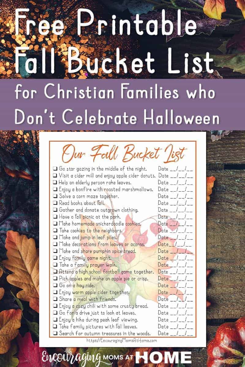 Fall Bucket List for Christian Families who Don't Celebrate Halloween