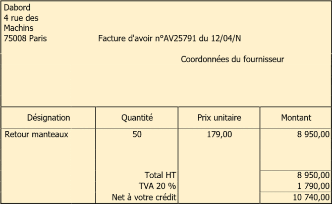 Facture de doit et d'avoir : 21 Exercices | monbtsmco