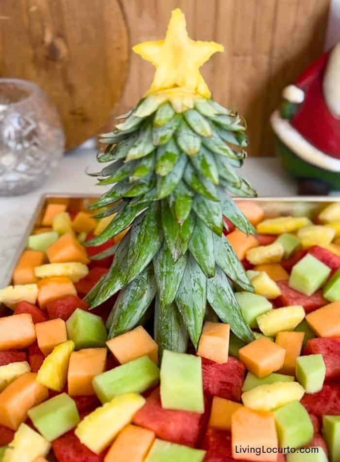 Pineapple Christmas Tree Fruit Platter - Easy Holiday Recipe - Living ...