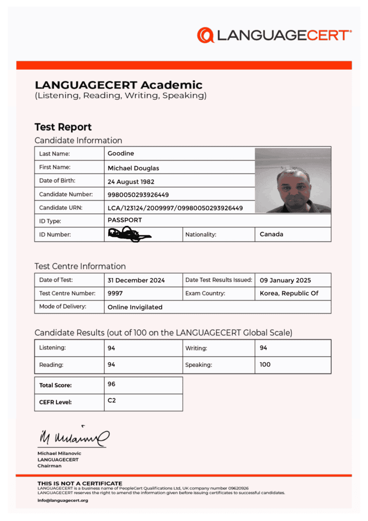 My LanguageCert Score Report | Test Resources