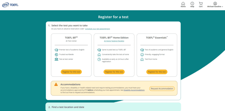 New TOEFL Registration and User Account System | Test Resources