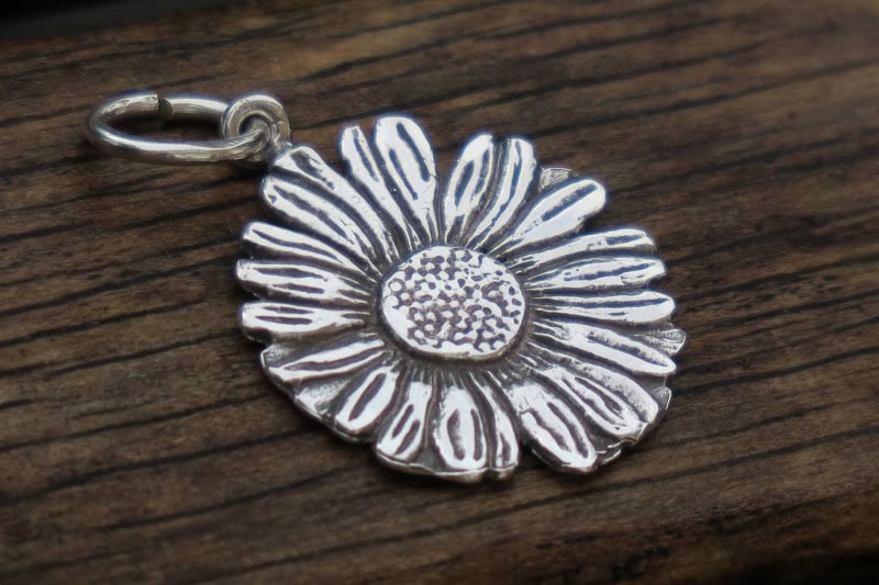 Sterling Silver Daisy Pendant • Handmade Jewellery • White Amber Studio