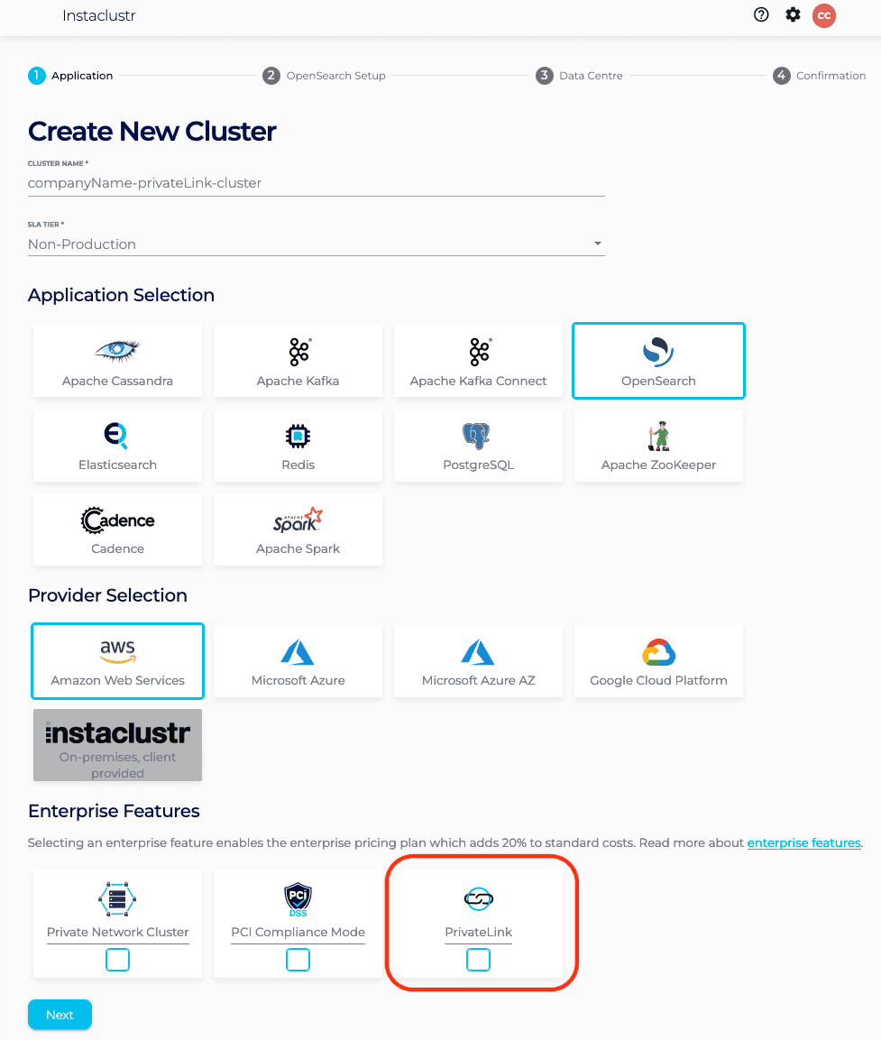 Creating a PrivateLink OpenSearch Cluster - Instaclustr