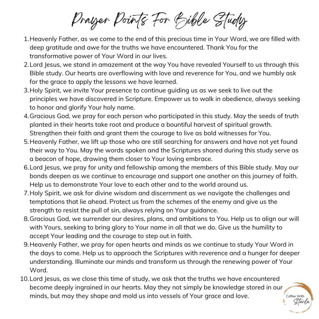 Closing Prayer For Bible Study + Prayer Points - Coffee With Starla