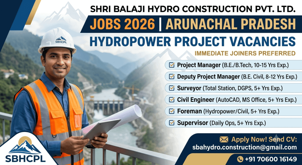 Shri Balaji Hydro Construction Pvt. Ltd. Jobs 2026 | Hydropower Project ...