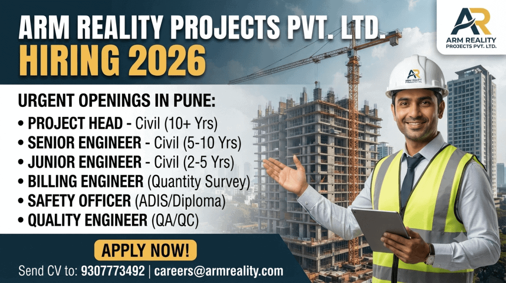 ARM Reality Projects Pvt. Ltd. Jobs 2026 | Civil Engineering & Safety ...