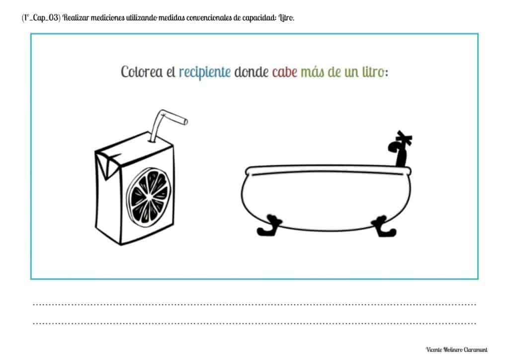 💙 MEDIDAS DE CAPACIDAD 💙 Primero Educación Primaria (6 años)