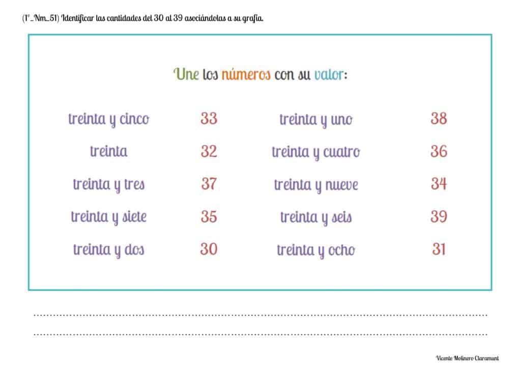 📚 Números del 30 al 40 📚 1º Educación Primaria