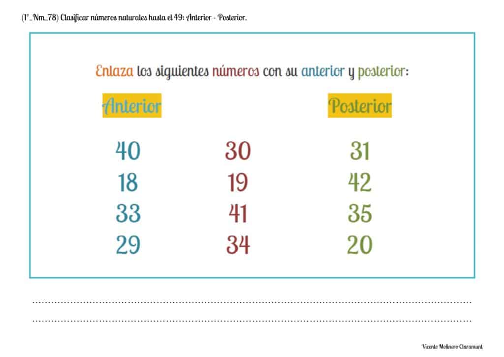 📚 Números del 40 al 50 📚 1º Educación Primaria