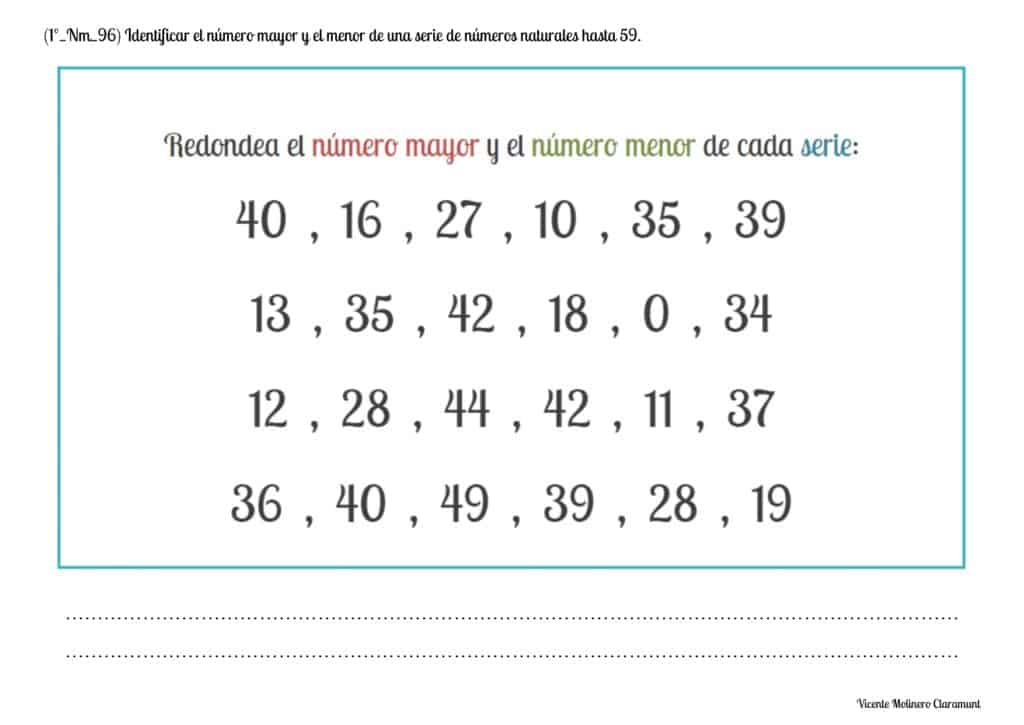 📚 Números del 50 al 60 📚 1º Educación Primaria