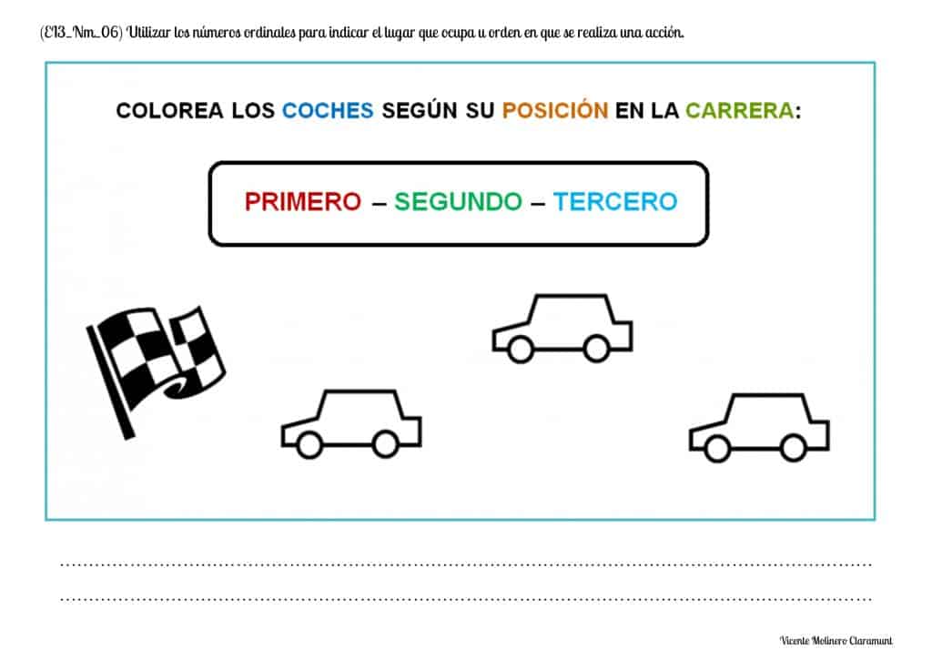Ficha De Carrera De Numeros Ordinales