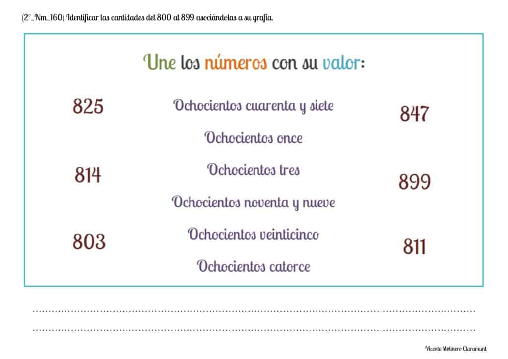 📚 Números del 800 al 900 📚 2º Educación Primaria