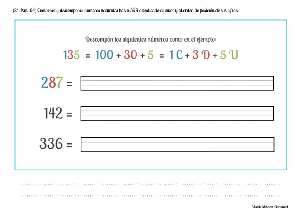 💙 NÚMEROS DE 300 A 399 💙 Segundo de Educación Primaria (7 años)