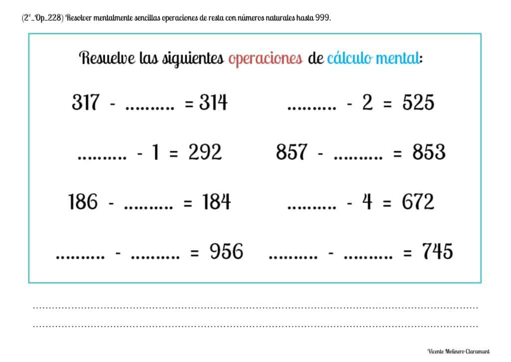📚 Restar del 0 al 1000 📚 2º Educación Primaria