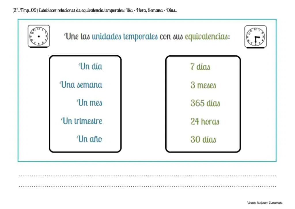 Hojas De Trabajo De Repaso Del Tiempo, Segundo Grado Fichas Para