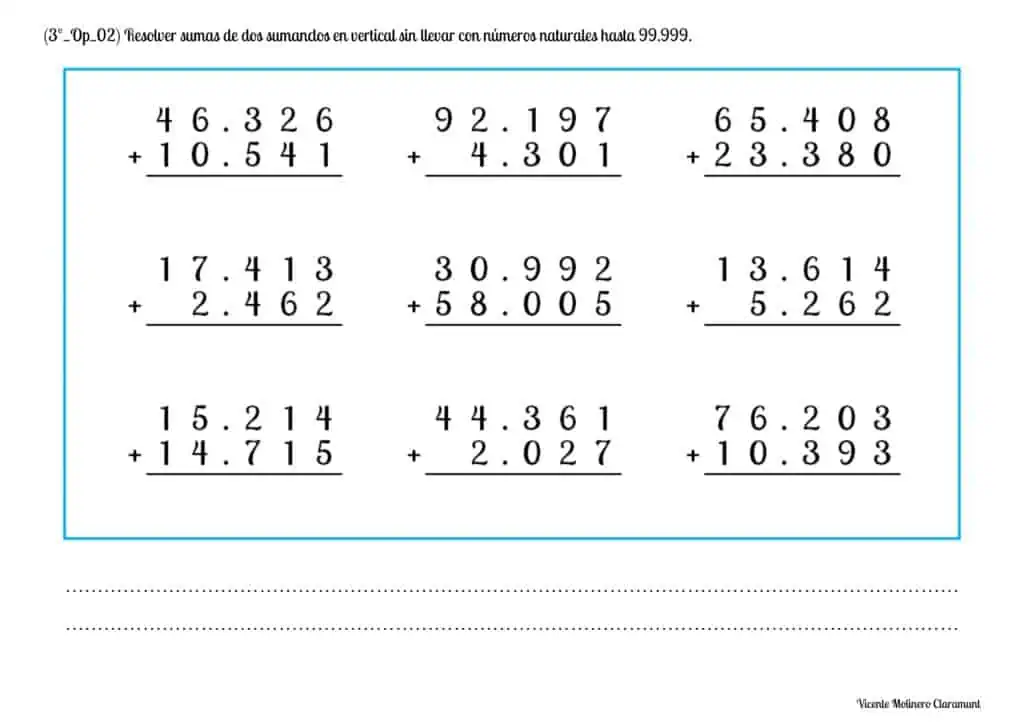📚 Sumar 3, 4 y 5 Cifras 📚 3º Educación Primaria