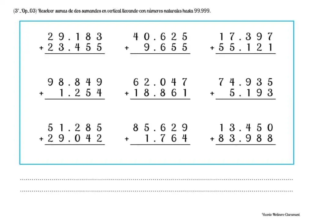 📚 Sumar 3, 4 y 5 Cifras 📚 3º Educación Primaria